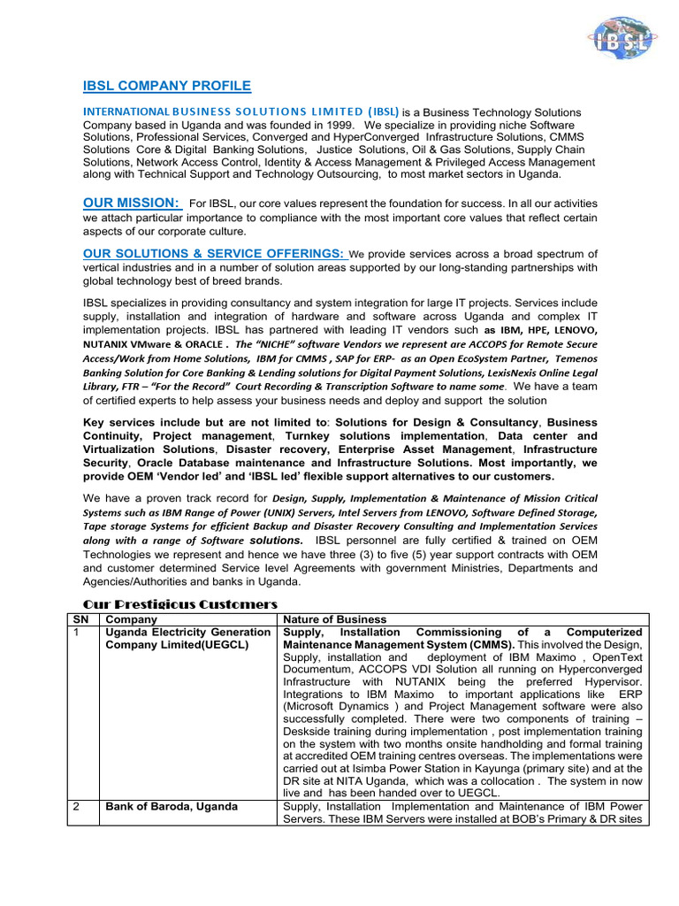 IBSL Company Profile | PDF | Oracle Corporation | Databases