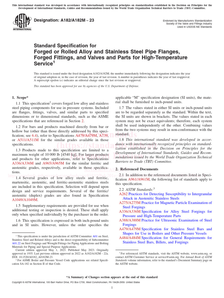 ASTM-A182-A182M-23 | PDF | Heat Treating | Steel