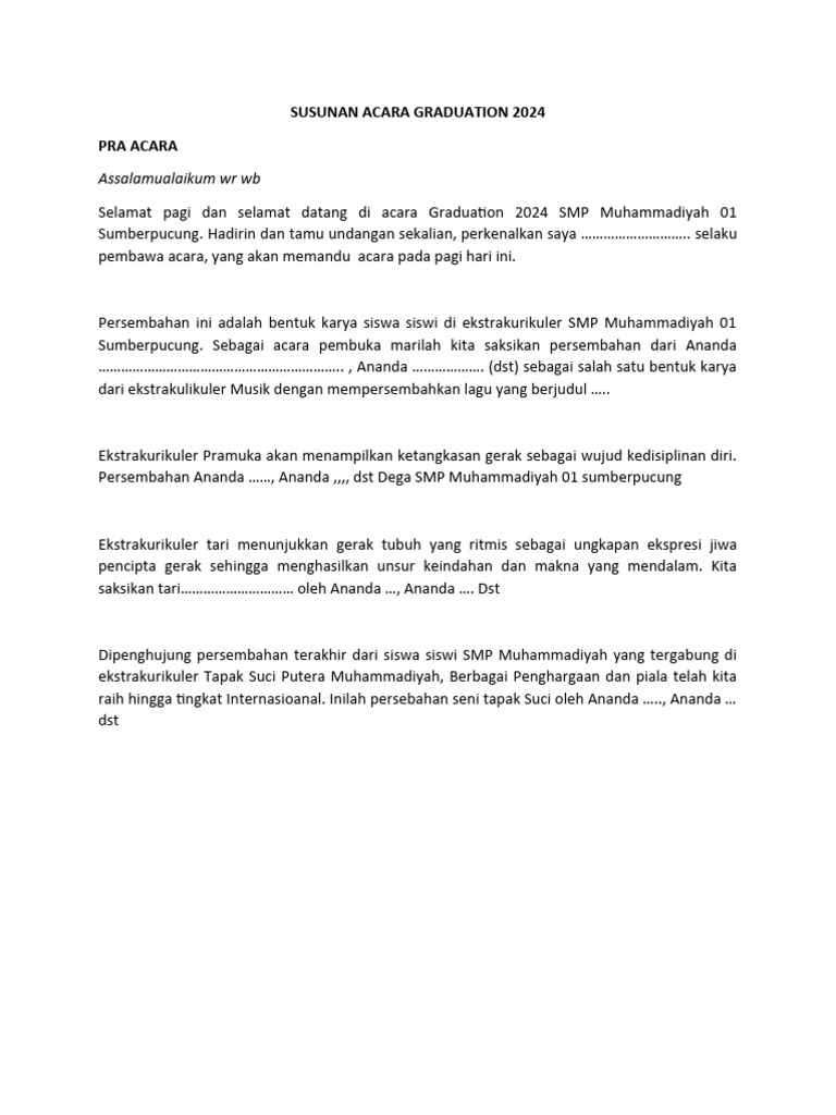 Susunan Acara Graduation 2024 | PDF