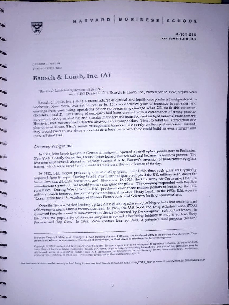 Bausch & Lomb, Inc. (A) | PDF