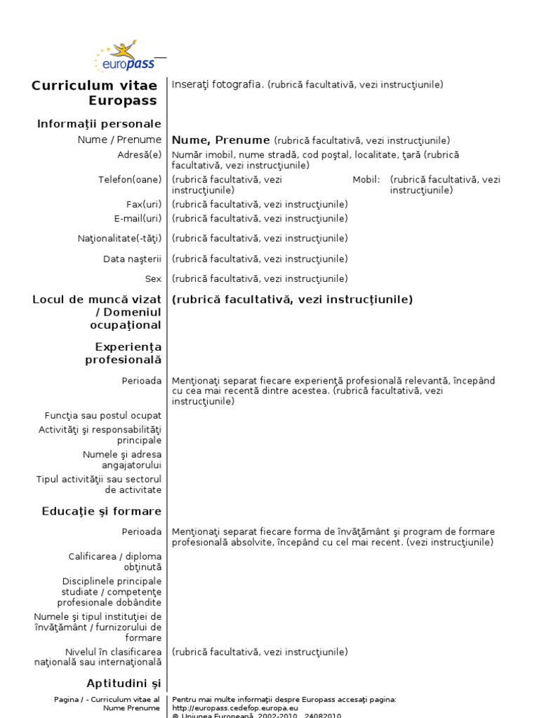 CV Europass Formular | PDF