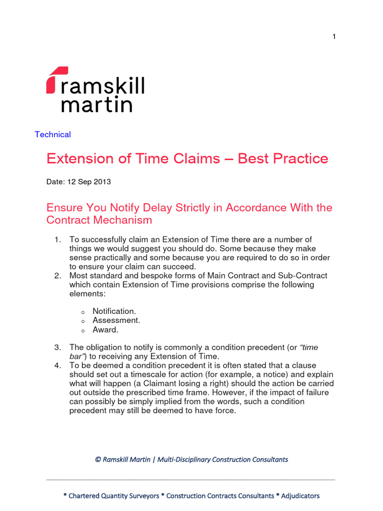 Extension of Time Claims Best Practice | PDF | Consultant | Justice