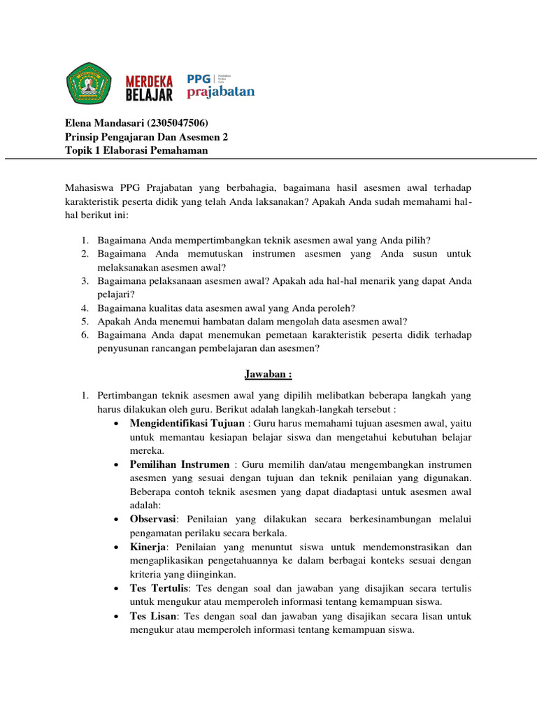 PPA T.1 Elaborasi Pemahaman | PDF