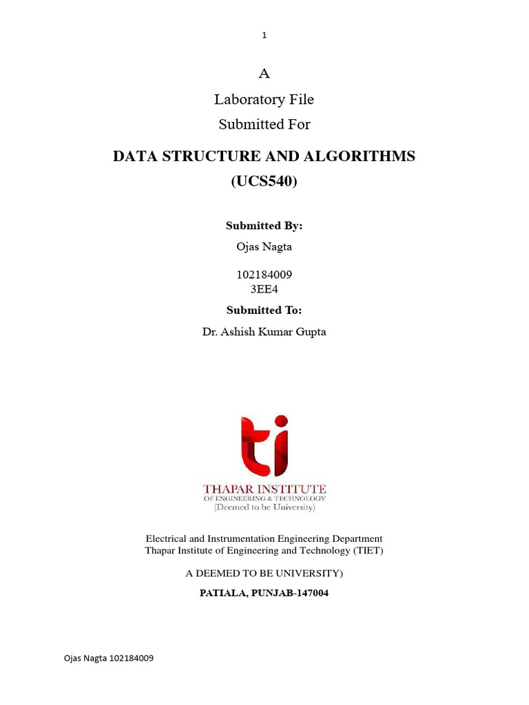 Dsa Assignment Final Ojas Nagta 102184009 | PDF | Namespace | Area