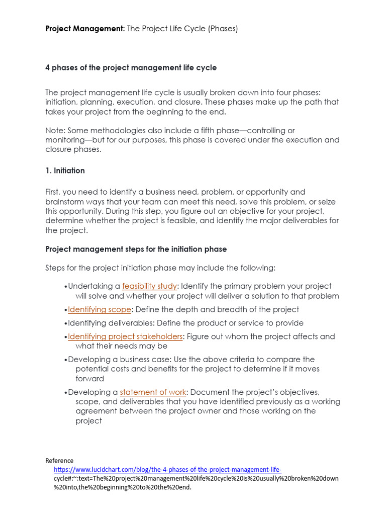 Topic 1 - The Project Life Cycle | PDF | Project Management | Business