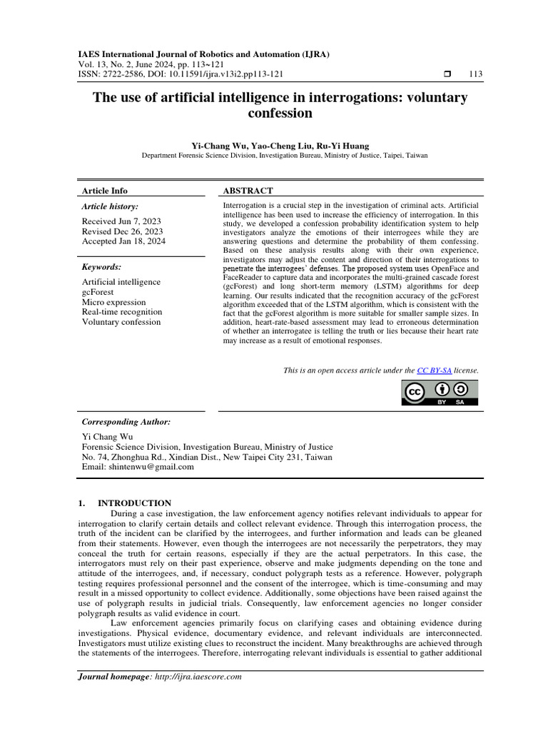 The Use of Artificial Intelligence in Interrogations: Voluntary ...