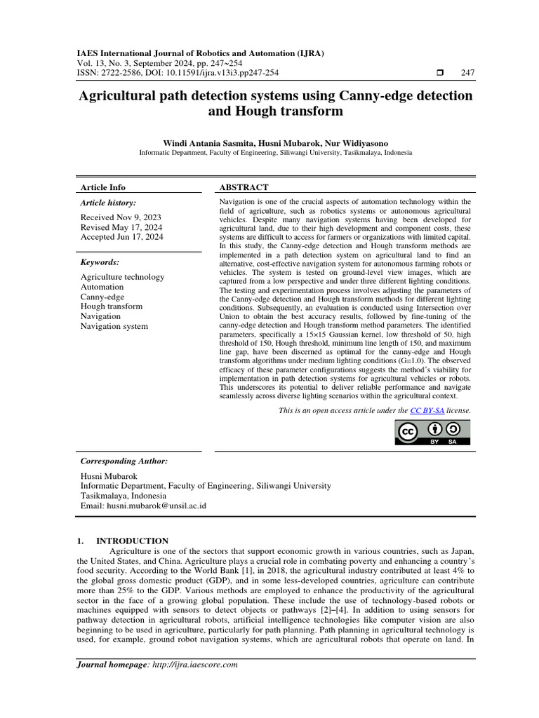 Canny-Based Agricultural Path Detection | PDF | Technology & Engineering