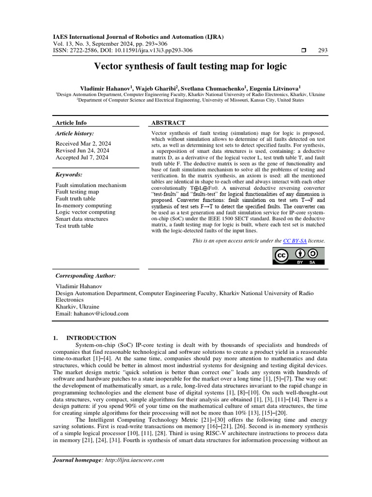 Vector Synthesis of Fault Testing Map For Logic | PDF | Matrix ...