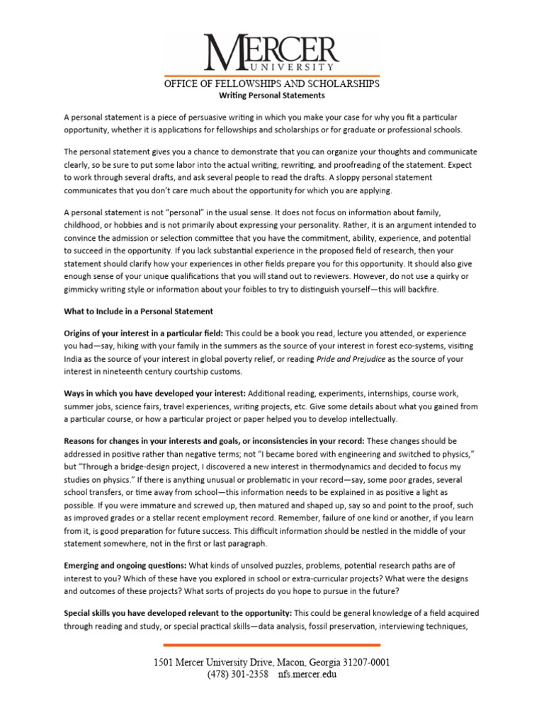 Writing-Personal-Statements | PDF | Experience | Knowledge