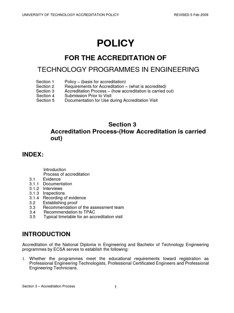 Accreditation Universities Technology Section 3 | PDF
