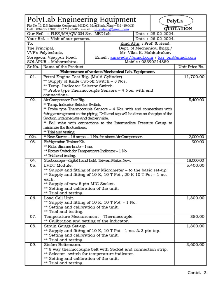 QW-034 28-02-2024 MED - VVP Poly Solapur Autosaved | PDF | Tools | Gas Technologies