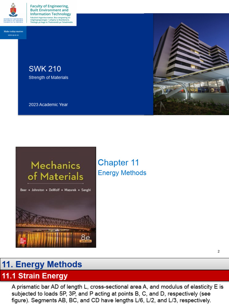Chapter 11 Energy Methods Class Examples | PDF | Bending | Beam (Structure)