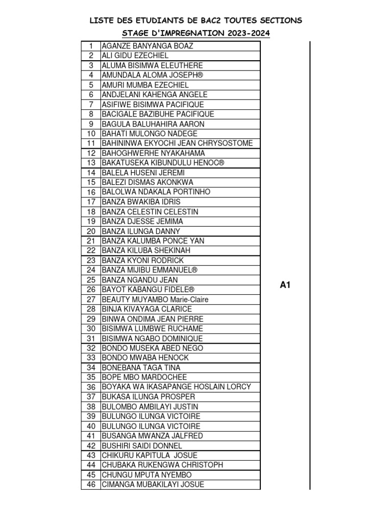 Liste Stage Bac 2 | PDF