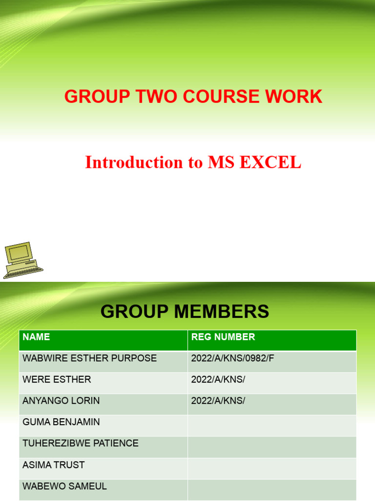 GROUP 2 Excel Nursinginformatics - pptx-2024 | PDF | Spreadsheet | Microsoft Excel