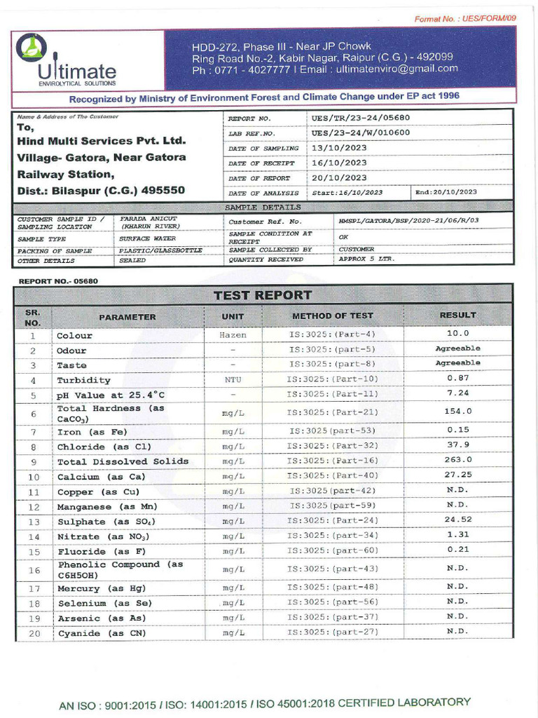 Water Quality Analysis Report | PDF