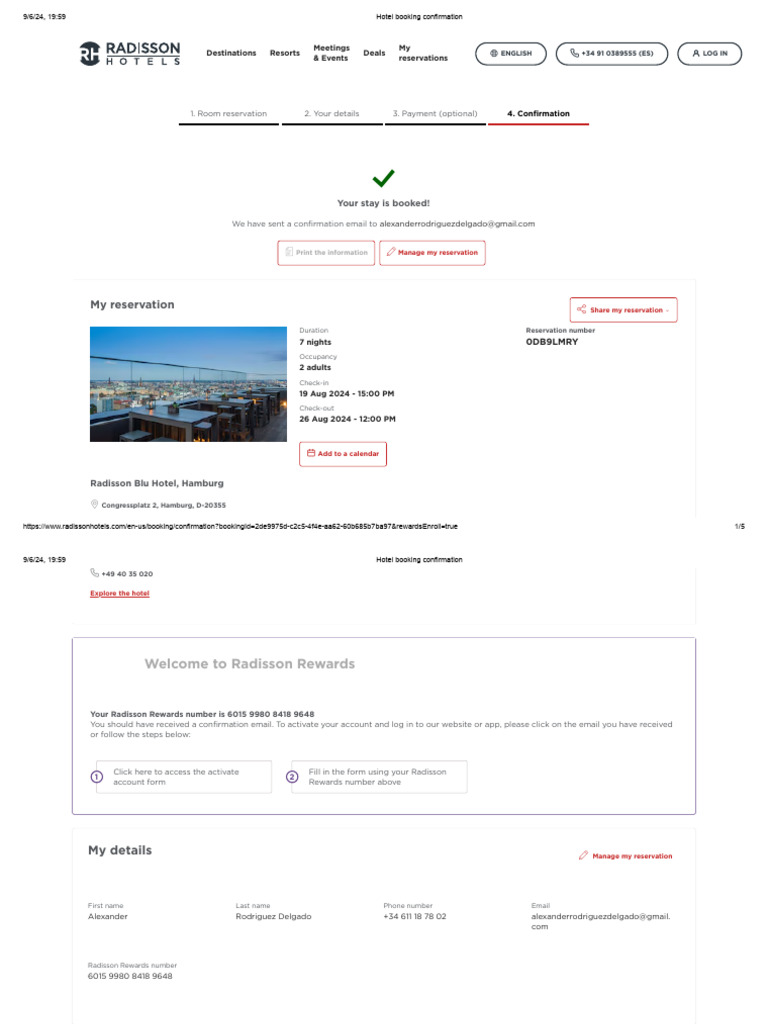 Hotel Booking Confirmation | PDF | Hotel | Euro