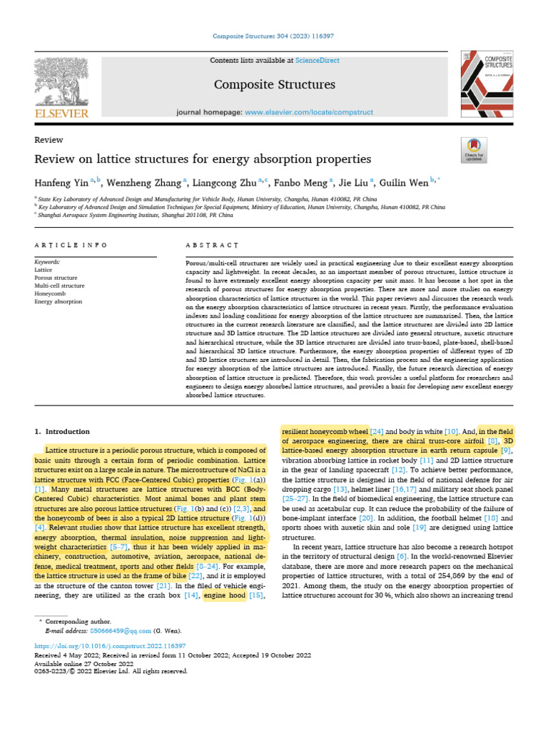 Review On Lattice Structures For Energy Absorption Properties | PDF | Young's Modulus ...
