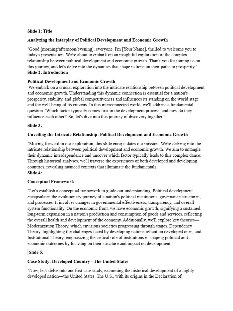 Political Development and Economic Growth Spweaker Notes | PDF ...