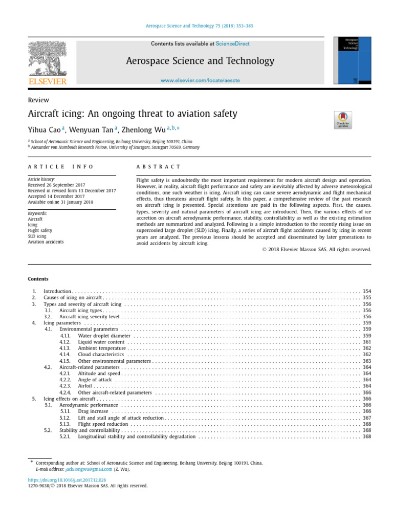 Aircraft Icing An Ongoing Threat To Aviation Safety | PDF | Ice | Aviation