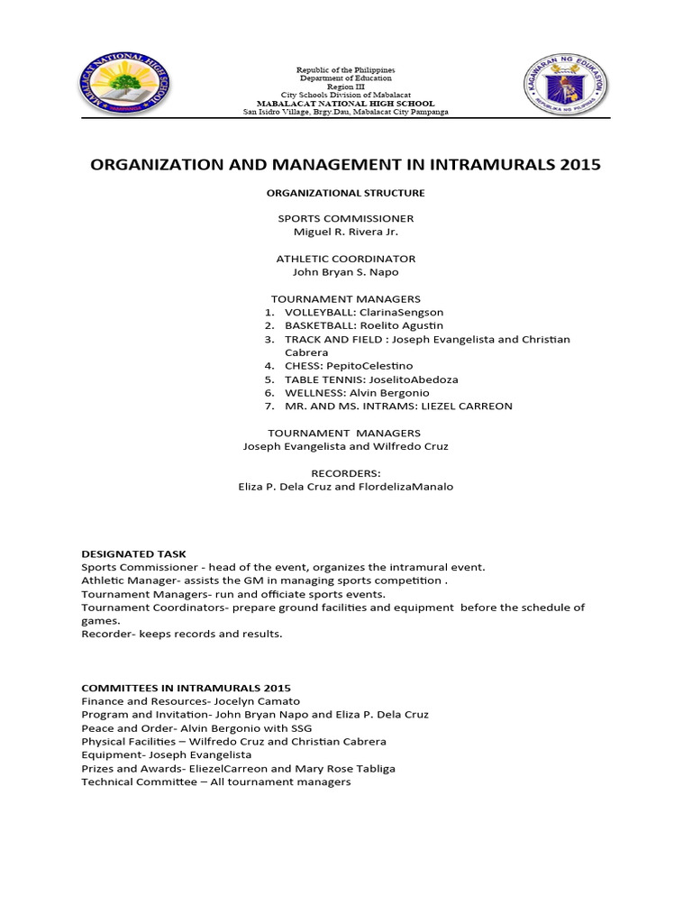 332409823 Intramural Program | PDF | Sports