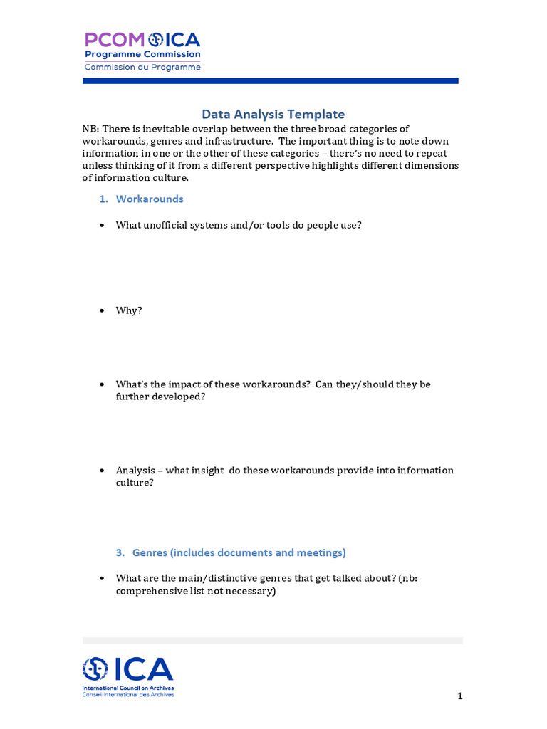 Data Analysis Template Ica | PDF