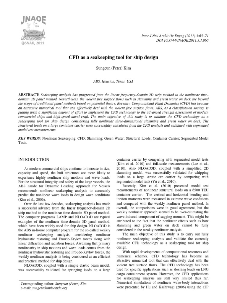 CFD As A Seakeeping Tool For Ship Design | PDF | Computational Fluid ...