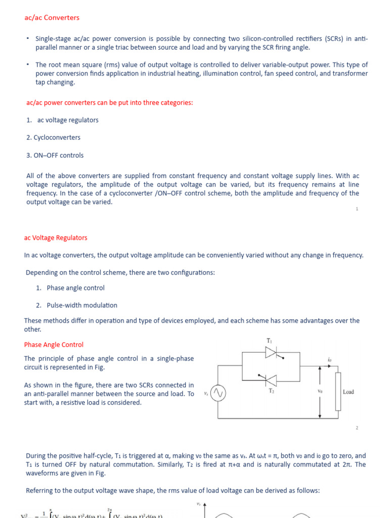 Unit 5 Part 1 AC-AC Converters | PDF | Alternating Current | Rectifier