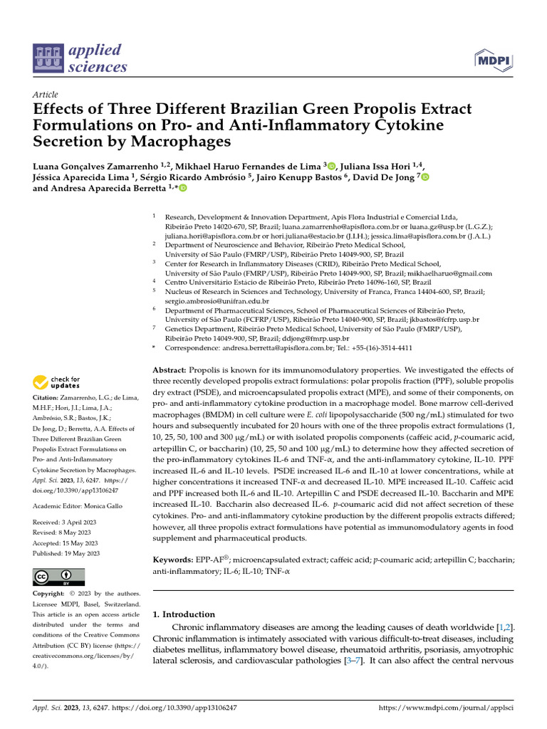 1.6. Effects of Three Different Brazilian Green Propolis Extract ...
