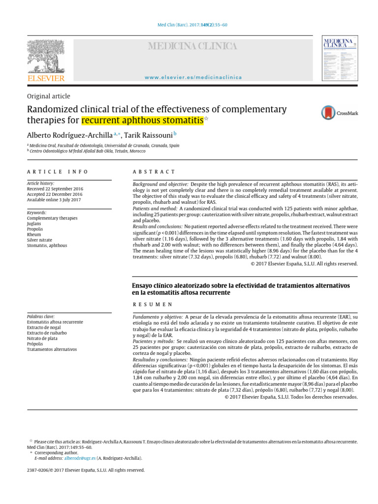 1.2 Randomised Clinical Trial of The Effectiveness of Complementary Therapies For Recurrent ...