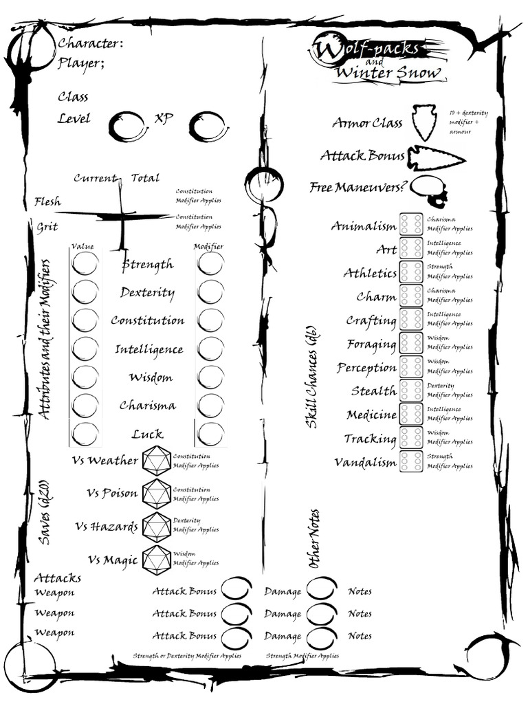 WPWS - Character - Sheet v3 Colons | PDF | Role Playing | Gaming