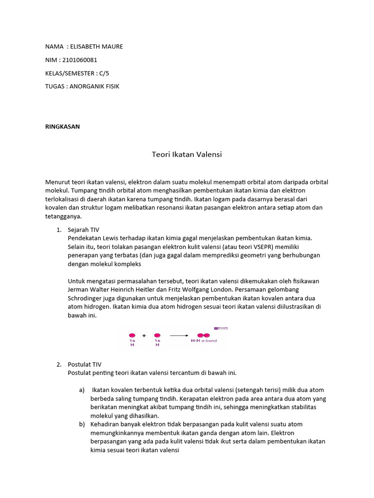 Teori Ikatan Valensi: Konsep dan Aplikasi | PDF