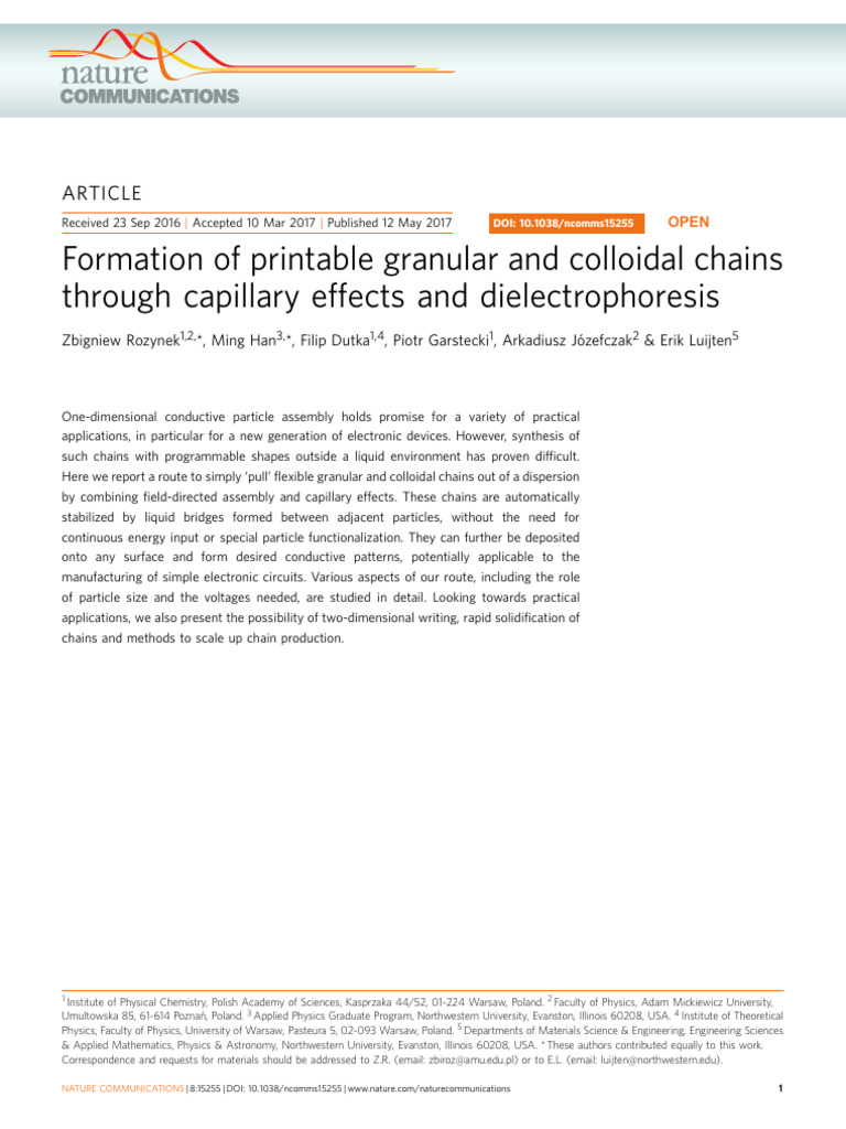 Formation of Printable Granular and Colloidal Chains Through Capillary ...