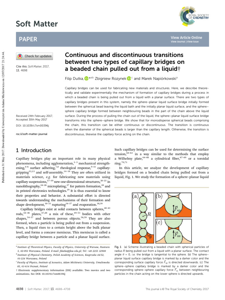 Continuous and Discontinuous Transitions Between Two Types of Capillary ...