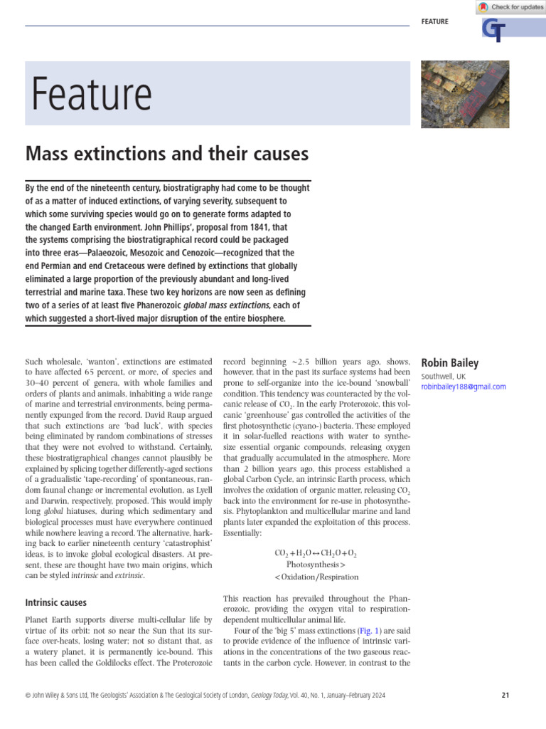 Bailey (2024) - Mass Extinctions and Their Causes | PDF | Oceans | Geology
