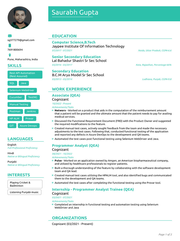 Resume Saurabh Gupta | PDF | Selenium (Software) | Software Engineering