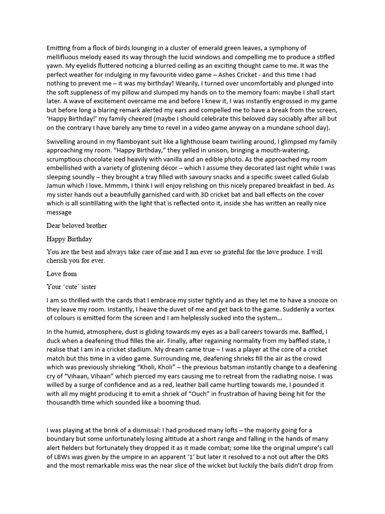 Recount of Best Day Ever | PDF | Ball And Bat Games | Cricket