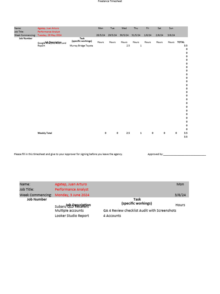 LAM Freelancer Timesheet Template July 2024 JAGATEP | PDF | Business