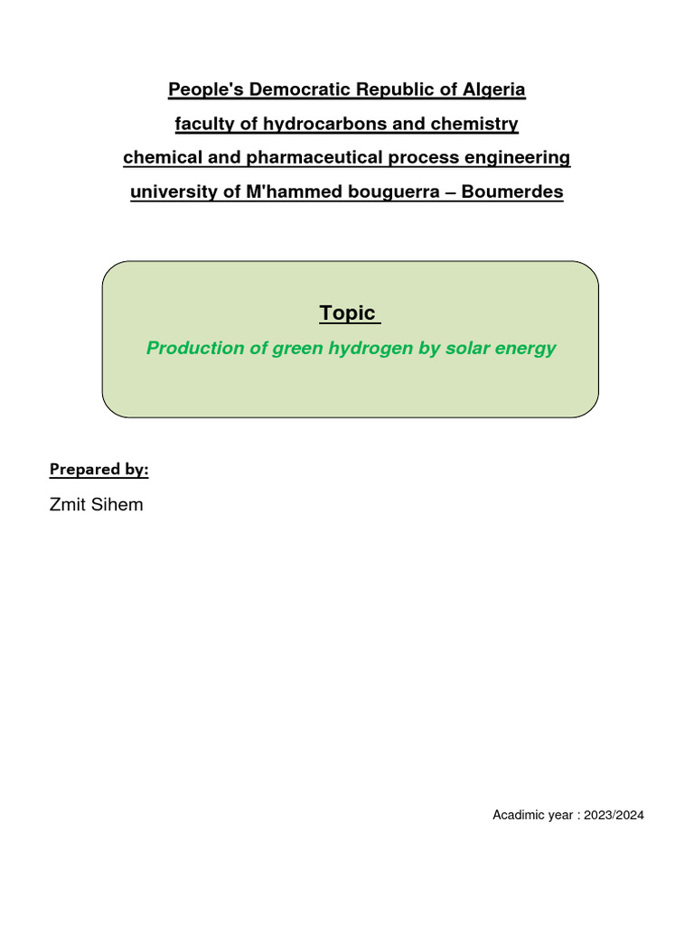 Green Hydrogen 1 | PDF | Sustainable Energy | Renewable Energy