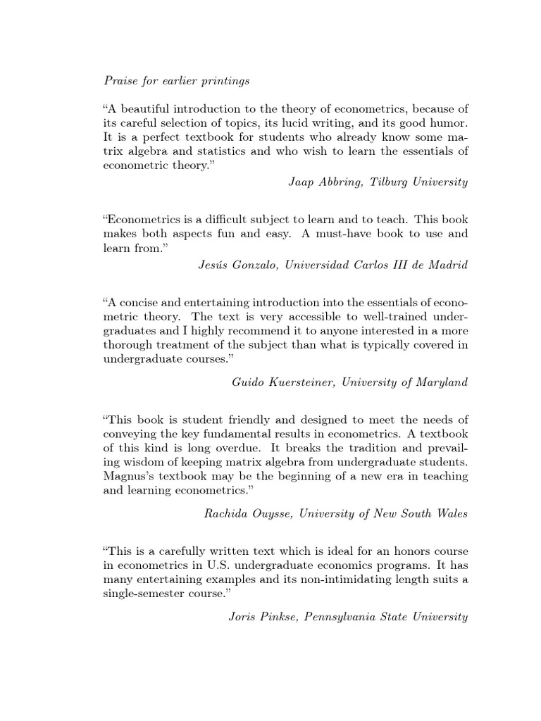 Econometrics for Undergraduates | PDF | Ordinary Least Squares ...