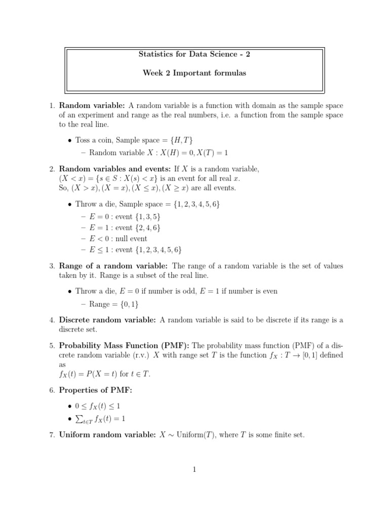 Week 2 | PDF | Random Variable | Function (Mathematics)