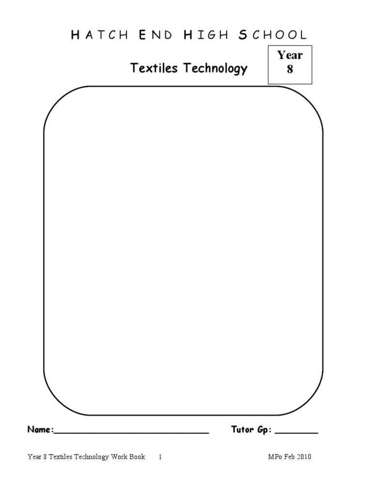 Year 8 Textiles Technology Workbook | PDF | Textiles | Fibers