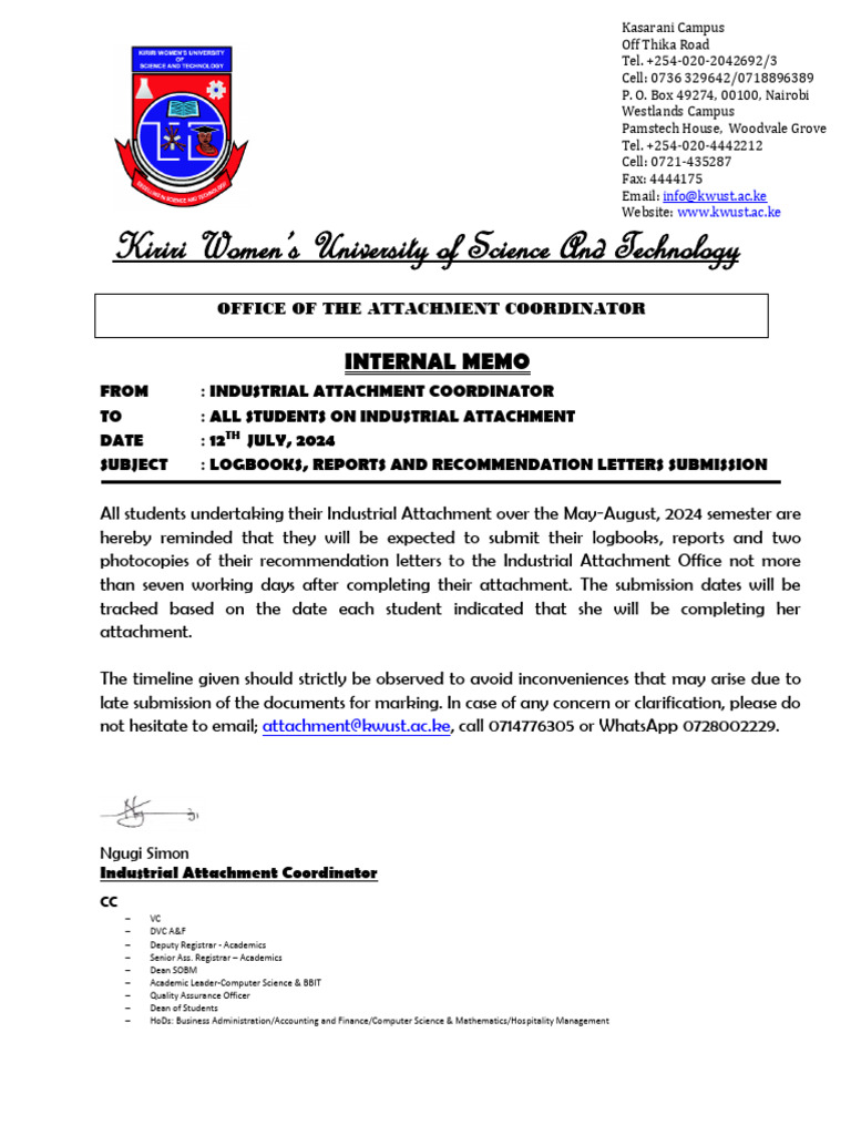 Students' Memo-Industrial 12-7-24 | PDF | Science