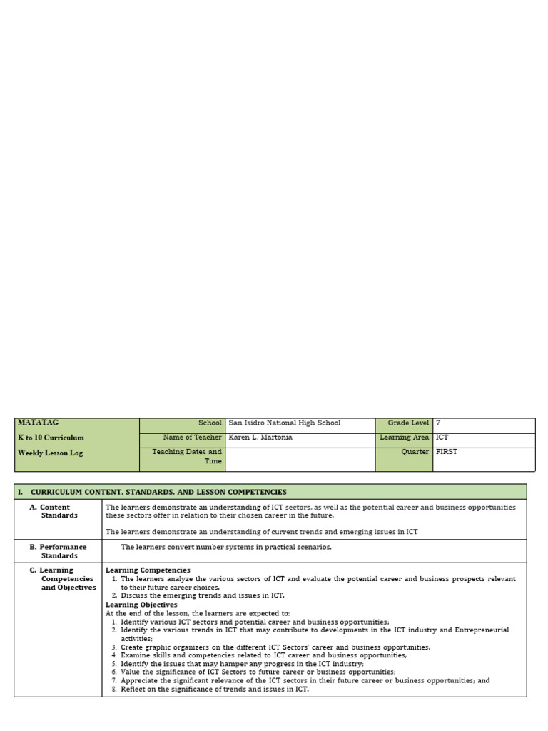 7 Daily Lesson Log 2 | PDF | Educational Technology | Security