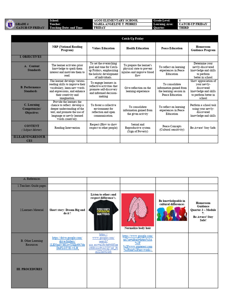 GRADE 4 WEEK 6 | PDF | Learning | Thought