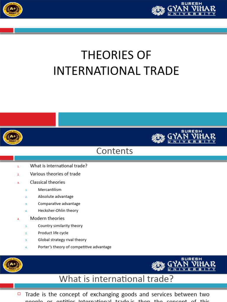 4 Theories of International Trade | PDF | Mercantilism | Comparative Advantage