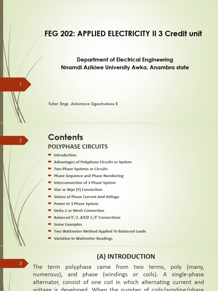 FEG 202 Lecture Note -Engr Anionovo Ugochukwu | PDF | Electrical Impedance | Quantity