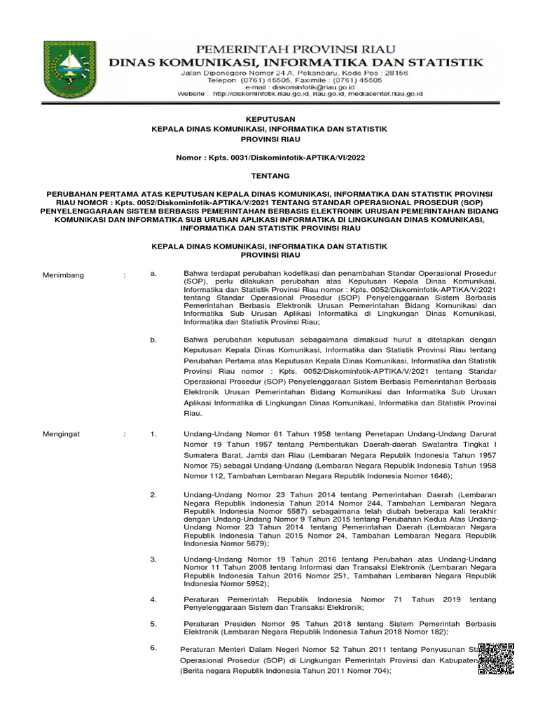 SK Perubahan SOP | PDF