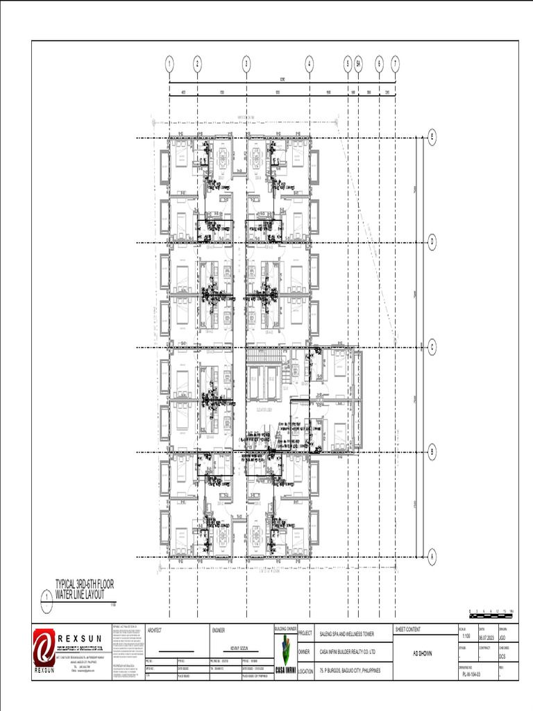 PL-W-104-03 - Typical 3RD To 6TH Floor Waterline Layout | PDF | Room ...