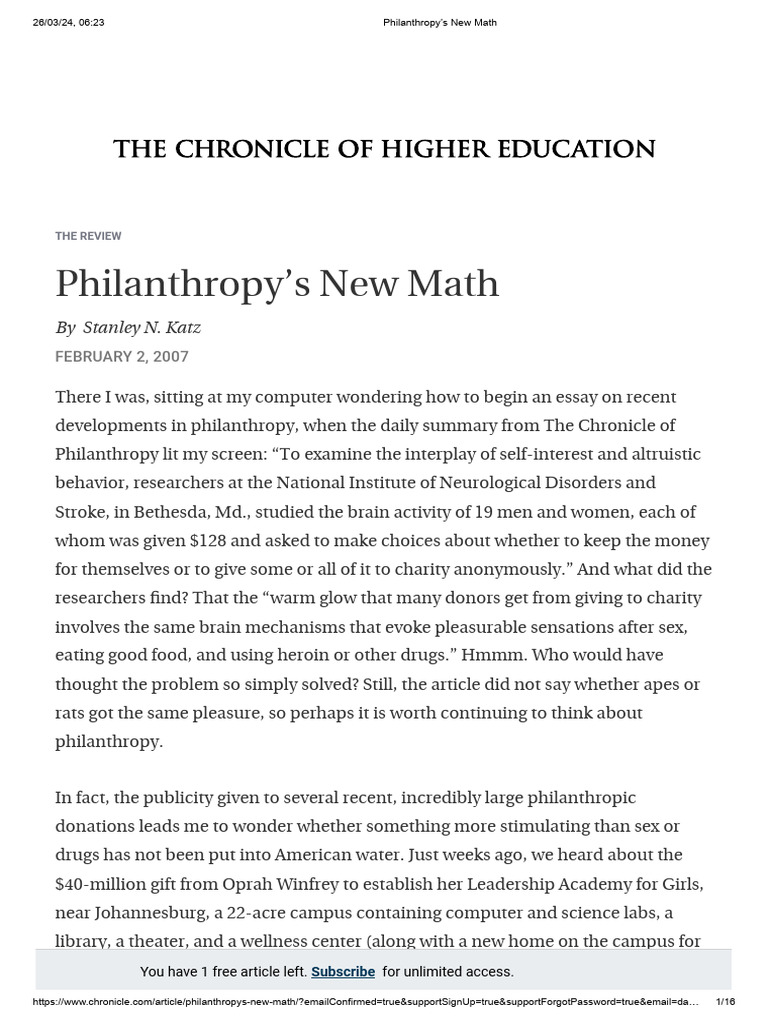 Philanthropy’s New Math | PDF | Philanthropy | Financial Endowment