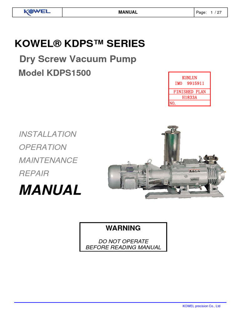 Maintenance Manual | PDF | Pump | Bearing (Mechanical)